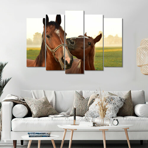 Модульная картина/Модульная картина на холсте/Модульная картина в подарок/ Лошади - horses 150х100