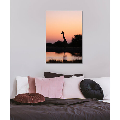 Картина - Жираф, жираф на природе, жираф на закате 50х70