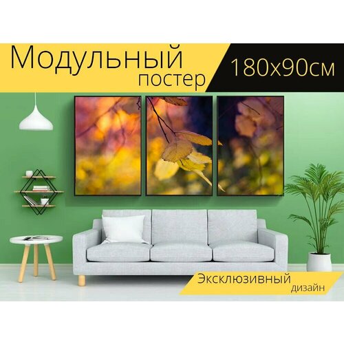 Модульный постер "Бук, падение, листья" 180 x 90 см. для интерьера