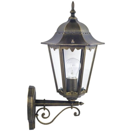 Favourite Уличный настенный светильник London 1808-1W, E27, 100 Вт, цвет арматуры: черный, цвет плафона бесцветный
