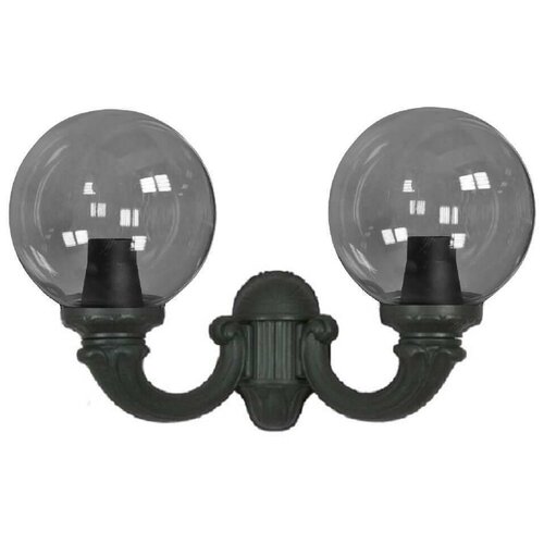 Fumagalli Уличный настенный светильник Globe 300 G30.142.000.AZE27, E27, 75 Вт, лампы: 2 шт., цвет арматуры: черный, цвет плафона серый
