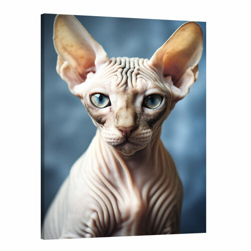 Интерьерная картина 50х70 "Кошка-сфинкс: таинственная привлекательность"