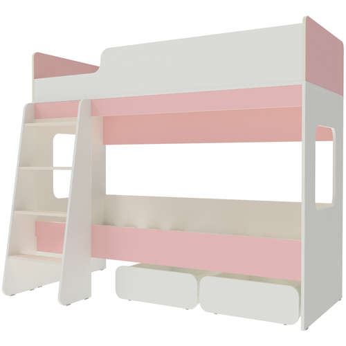 Двухъярусная кровать Л-38 Белый Розовый