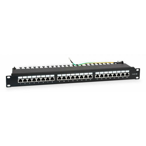 Патч-панель WRline (WR-PL-24-C5E-SH-D) 19" 1U 24xRJ45 кат.5E FTP