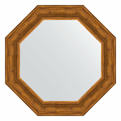 Зеркало настенное Octagon EVOFORM в багетной раме травленая бронза, 74х74 см, для гостиной, прихожей, кабинета, спальни и ванной комнаты, BY 7367