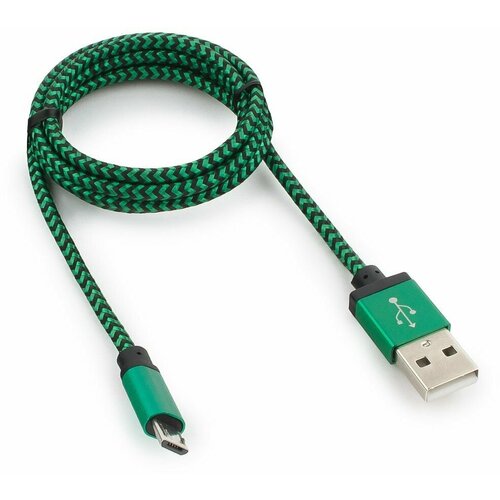 Набор из 3 штук Кабель USB 2.0 Cablexpert CC-mUSB2gn1m, AM/microBM 5P, 1 м, нейлоновая оплетка, алюминиевые разъемы, зеленый