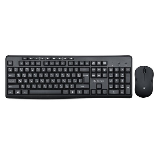 Клавиатура + мышь OKLICK 225M клав: черный мышь: черный USB беспроводная Multimedia (1454537)