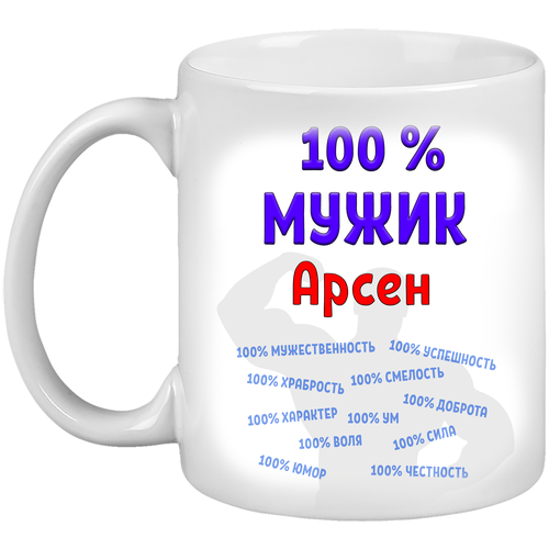 Кружка Арсен 100% мужик, белая