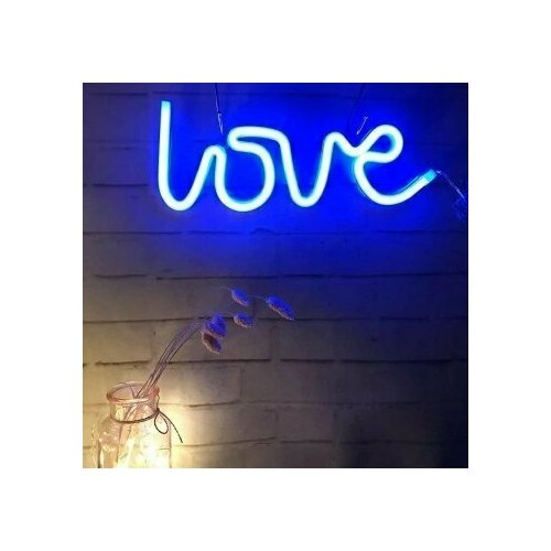 Настенный неоновый светильник "LOVE" синий DLED