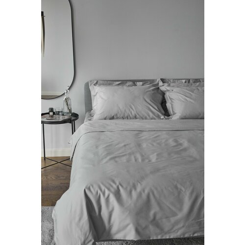 Комплект постельного белья 2-спальный из премиального сатина плотность 400TC Silver, пододеяльник 180x205, простыня на резинке 180х200х30, наволочки 50x70