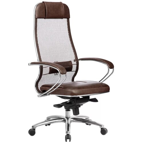 Компьютерное кресло METTA SAMURAI SL-1 для руководителя, обивка: искусственная кожа/текстиль, цвет: темно-коричневый
