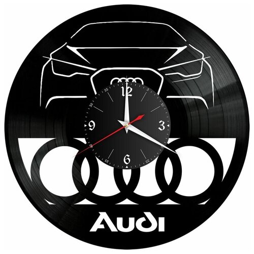 Часы из винила Redlaser "Audi, Ауди, Кольца ауди, значок ауди" VW-10401