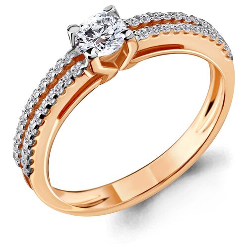 Кольцо Diamant online, золото, 585 проба, бриллиант, размер 18, золотистый