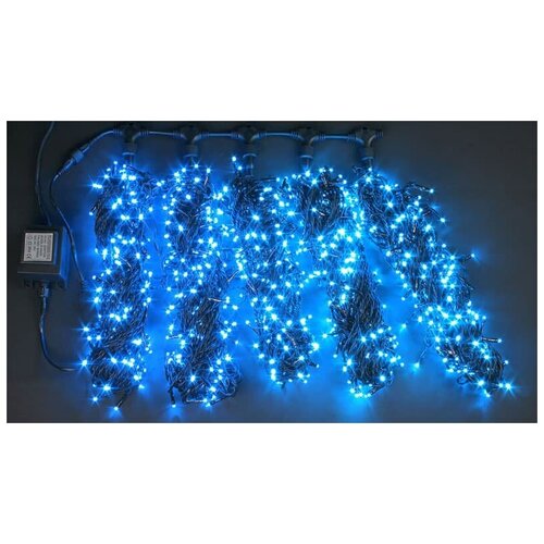 Светодиодная гирлянда уличная клип лайт, 5 лучей по 20 метров, цвет синий, 1000 LED