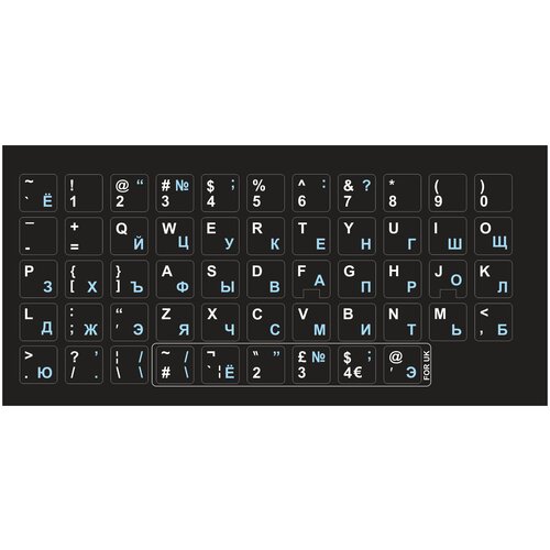 Русские наклейки на клавиатуру, русские буквы, защита для клавиатуры, русификация клавиатуры, 14x14 мм.