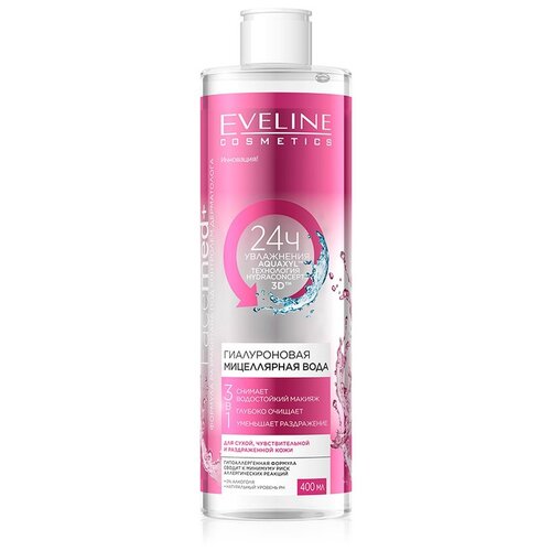 Eveline Cosmetics Facemed+ мицеллярная вода гиалуроновая 3 в 1, 400 мл, 400 г