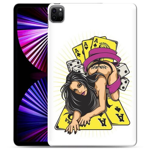 Чехол задняя-панель-накладка-бампер MyPads нарисованная девушка с игровыми картами для Apple iPad Pro 11.0 2020/2021 (MHRA3/53)/(MHWC3/E3/63/93)/(MHQU3/W3/Y3)(MXDC2, MY2V2, MXE52) противоударный