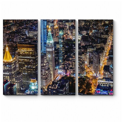 Модульная картина Вид на ночной Нью-Йорк 180x129