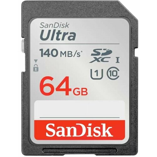Карта памяти SanDisk Ultra SDXC 64 ГБ 140MB/s Class 10 UHS-I (SDSDUNB-064G-GN6IN)
