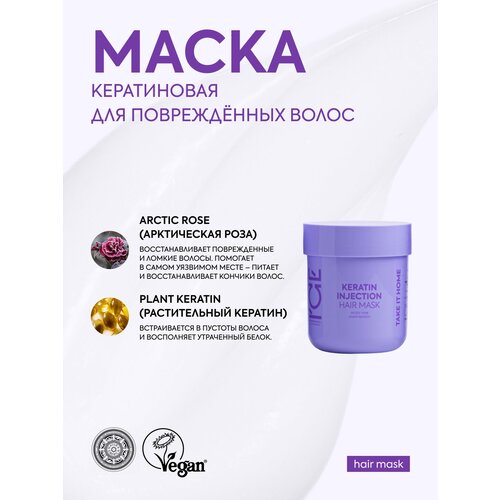 Кератиновая маска для повреждённых волос ICE by Natura Siberica take it home 200 мл