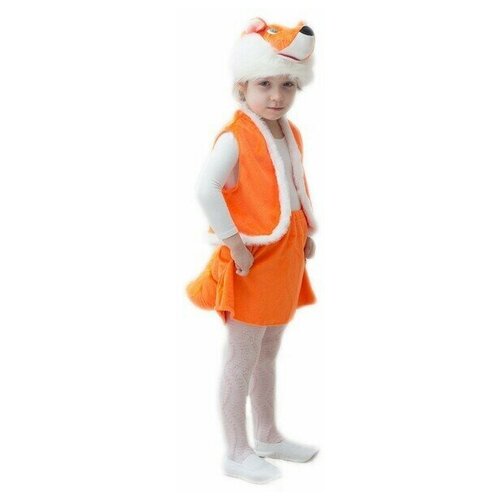 Карнавальный костюм Лисичка с юбкой 3-5 лет, 104-116 см (шапка, жилет, юбка с хвостом.)