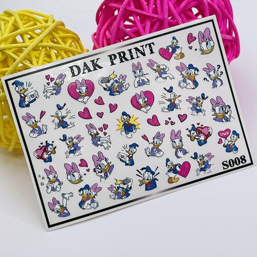 Стикеры для маникюра (самоклеящиеся слайдеры) для дизайна ногтей "Дейзи и Дональд Дак"