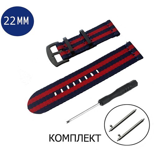 Ремешок AXIVER, размер 22, синий, красный