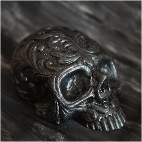 Статуэтка для интерьера cахарный черный череп декор из гипса ручной работы