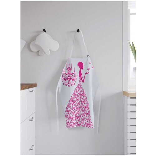 Фартук женский для готовки JoyArty "Платье с розовыми бабочками", универсальный размер