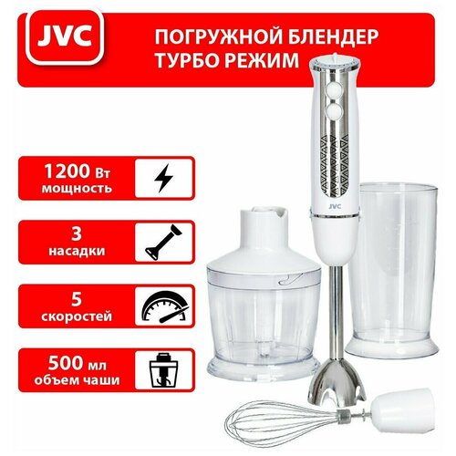 Блендер погружной JVC JK-HB5036 белый/сталь