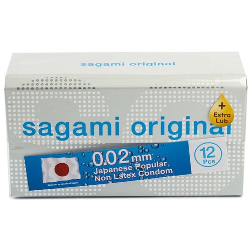 Презервативы полиуретановые с увеличенным количеством смазки Sagami Original 002 EXTRA LUB - 12 шт.