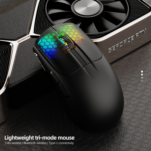 Беспроводная мышь Attack Shark X5 Bluetooth+2.4G+проводная с RGB подсветкой компьютерная мышка для компьютера черная ультралегкая mice Wireless mouse