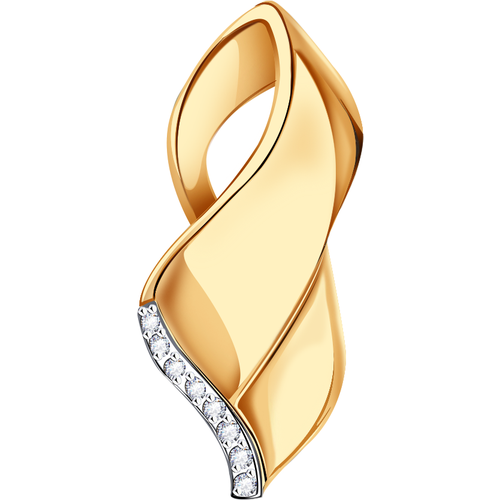 Подвеска Diamant online, золото, 585 проба, фианит, размер 2.7 см.