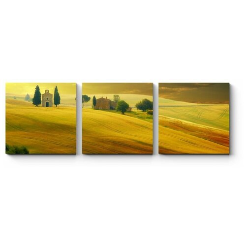 Модульная картина Летний закат в Тоскане 100x33