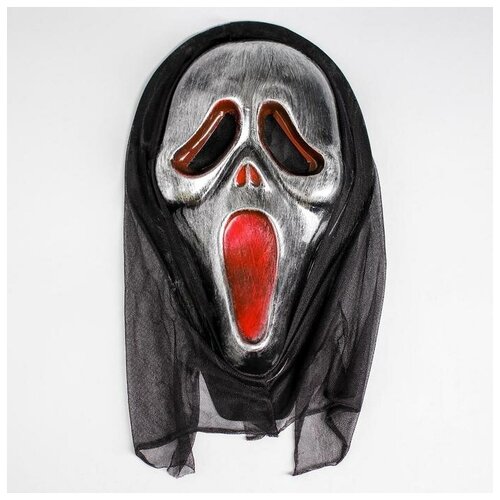 Карнавальная маска «Крик», цвет серебряный