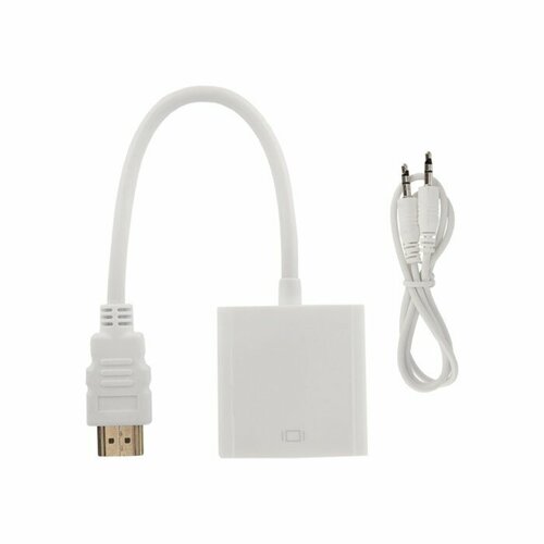 Адаптер REXANT, HDMI - VGA, + шнур 2xJack 3.5, белый