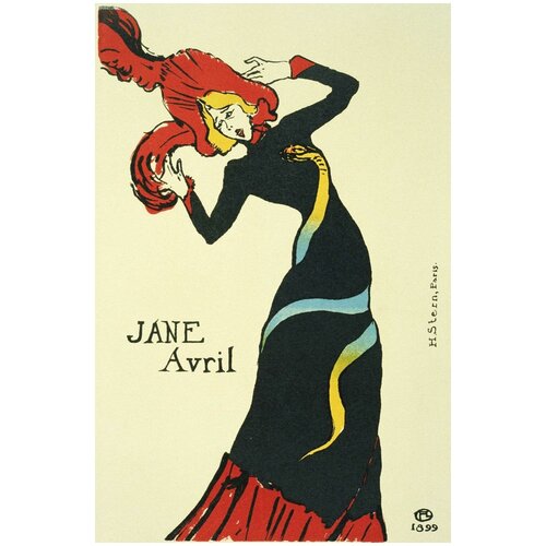 Постер / Плакат / Картина Королева Мулен Руж Jane Avril - винтажная реклама 60х90 см в подарочном тубусе