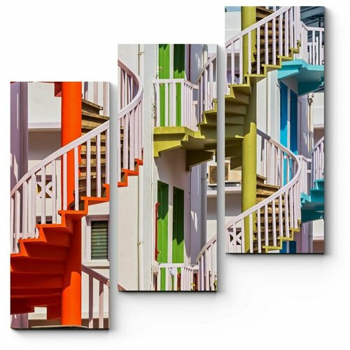 Модульная картина Яркие винтовые лестницы130x139