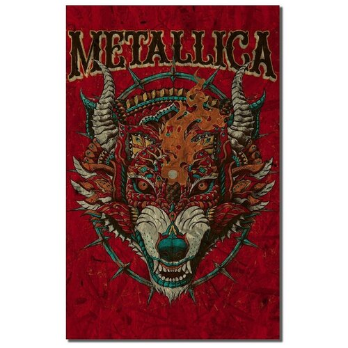 Картина интерьерная на рельефной доске, рисунок музыка metallica металика - 5356 В