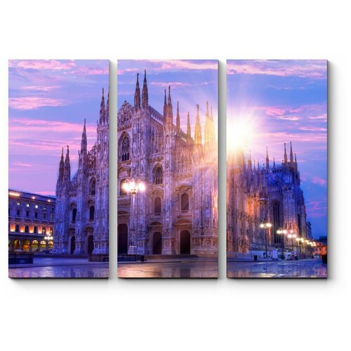 Модульная картина Миланский собор в лучах закатного солнца 140x100