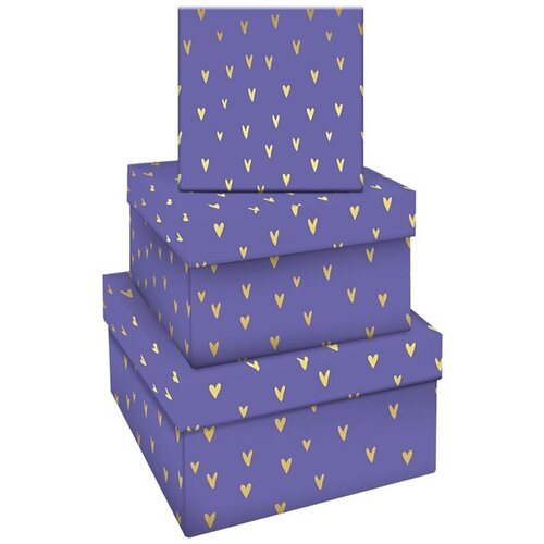 Набор коробок Meshu "Hearts of Gold", 3 в 1, квадратные, 19,5х19,5х11-15,5х15,5х9 см (MS_46598)