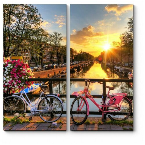 Модульная картина Прекрасный закат в Амстердаме 120x120