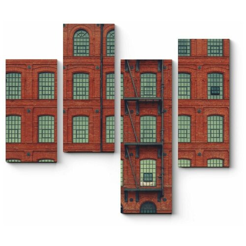 Модульная картина Красное здание с лестницей104x98