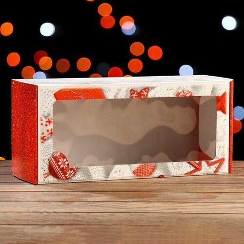 Коробка самосборная, с окном, "Желанные подарки 2", 16 х 35 х 12 см