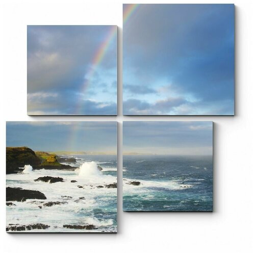 Модульная картина Морской пейзаж с радугой 140x140