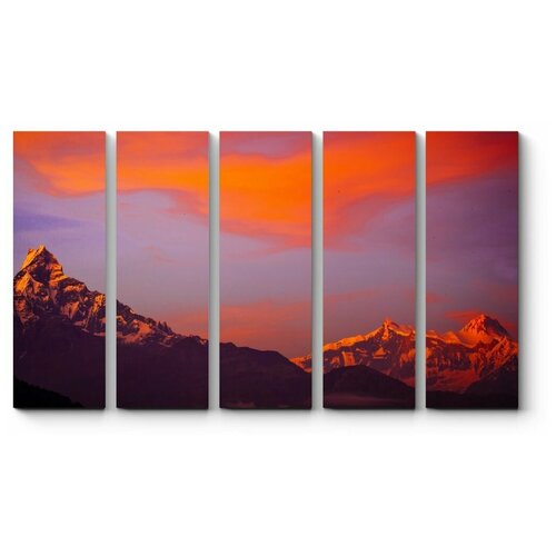 Модульная картина Оранжевый закат над гималайскими горами 180x108