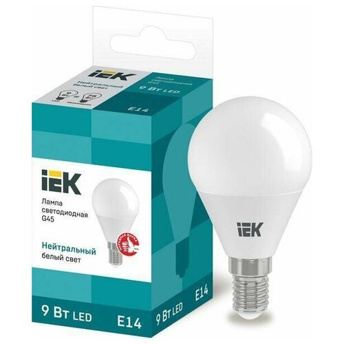 Светодиодная лампа IEK ECO 9W эквивалент 75W 4000K 810Лм E14 шар