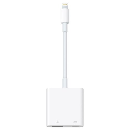 Переходник/адаптер Apple Lightning - USB/Lightning, 0.05 м, 1 шт., белый