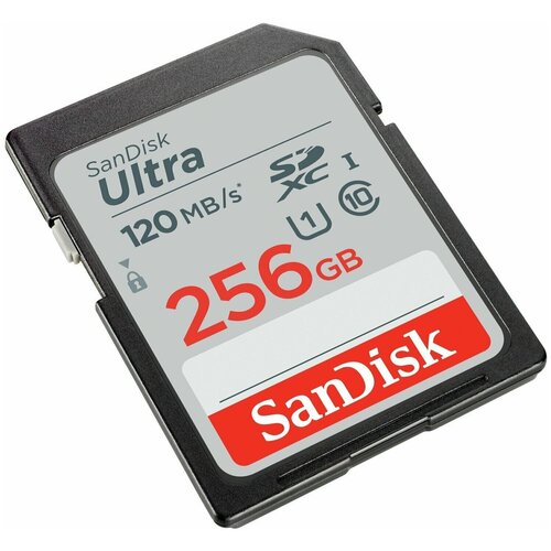 Карта памяти SanDisk SDXC 256 ГБ Class 10, UHS-I U1, R/W 120/10 МБ/с, 1 шт., черный/серый