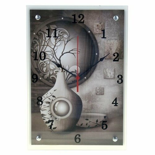 Часы настенные, серия: Интерьер, "Серая ваза", 25х35 см